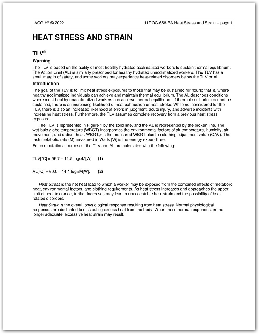 Heat Stress Resources - ACGIH